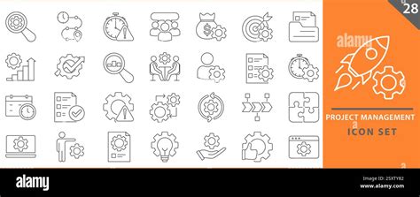 Project Management Icon Collection Time Management And Planning Concept Vector Icon Set Stock