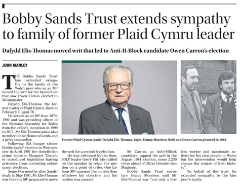 Death Of Dafydd Elis Thomas Bobby Sands Trust