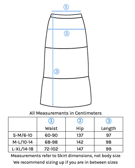Maxi Skirt Size Chart Karma East