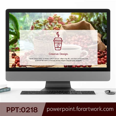 เทมเพลต Powerpoint เมนูกาแฟ โปรโมทร้าน Coffee สีแดง ขาว สวยๆมินิมอล 0218 เทมเพลต