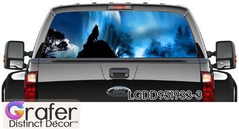 Wolf Rear Window Graphics Tint Perforated Sticker For Truck Vinyl