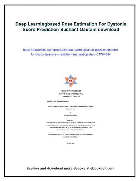 Deep Learningbased Pose Estimation For Dystonia Score Prediction Sushant Gautam Pdf