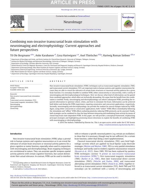 Pdf Combining Non Invasive Transcranial Brain Stimulation With