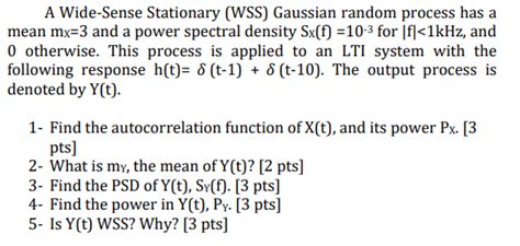 solved a wide sense stationary wss gaussian random process
