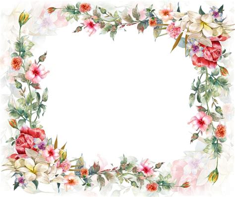 흰색 배경에 잎과 꽃의 수채화 그림 프리미엄 사진