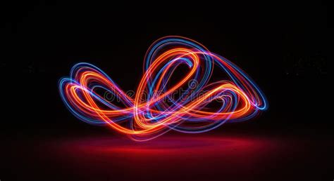 Dynamic Neon Light Trails Creating Abstract Patterns On A Dark Background Stock Image Image Of