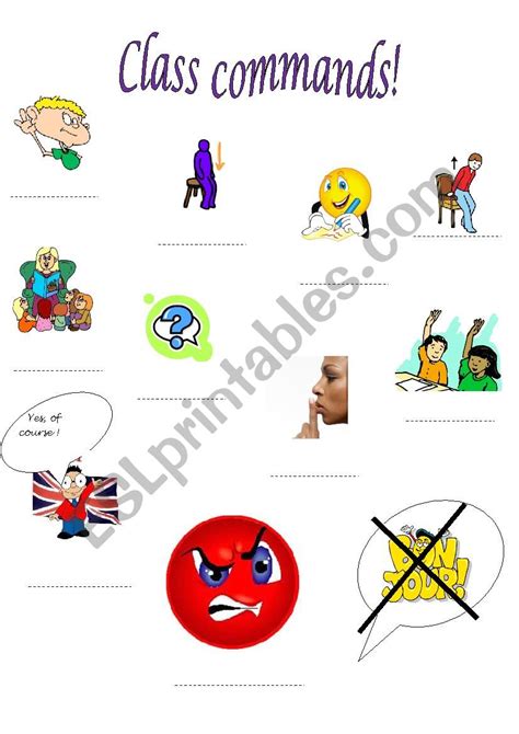 Class Commands ESL Worksheet By Ccervant