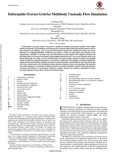 Pdf Deformable Overset Grid For Multibody Unsteady Flow Simulation