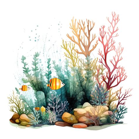 14 Underwater Coral Reef Plants Clipart Watercolor Coral Reef Clip Art