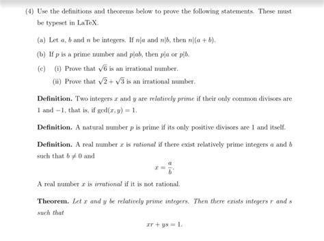 solved 4 use the definitions and theorems below to prove
