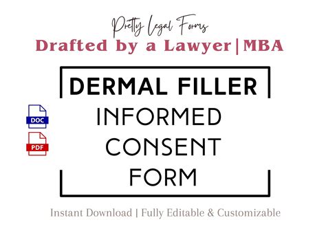 Filler Consent Form Dermal Filler Template Cosmetic Injector Informed