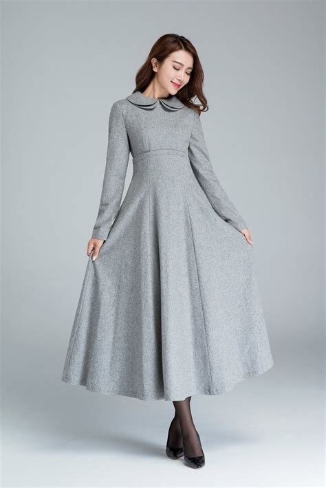 Gray Dress Women Wool Dress Winter Dress Womens Dresses Fit And