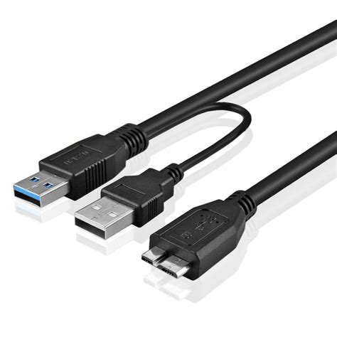 A Male To Micro B USB Y Cable FT Dual Power Superspeed External Hard Drive PC Laptop Cord