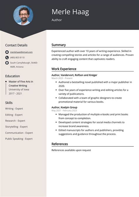 Author Resume Example Free Guide