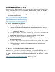 Logical Fallacies Exercise Brian Way Docx Evaluating Logical Fallacies Points We Are Now