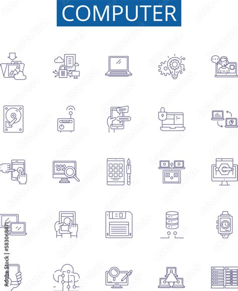Vetor De Computer Line Icons Signs Set Design Collection Of Hardware