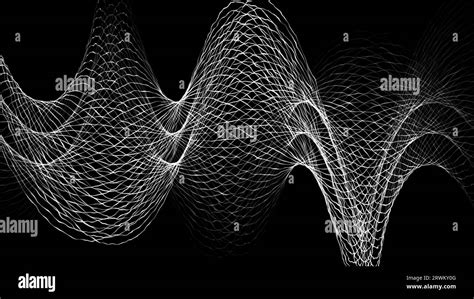 A Stream Of Wavy Intersecting Lines On A Black Background Lines And Grids Futuristic Dots