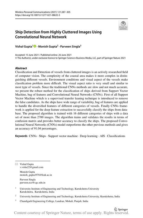 Ship Detection From Highly Cluttered Images Using Convolutional Neural Network Request PDF