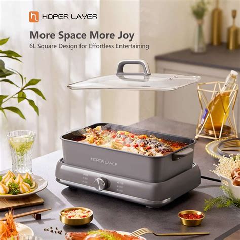 Hoper Layer Electric Hot Pot 6l Multifunctional Nonstick Cooker With