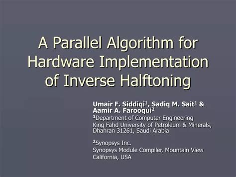 Ppt Efficient Parallel Algorithm For Inverse Halftoning