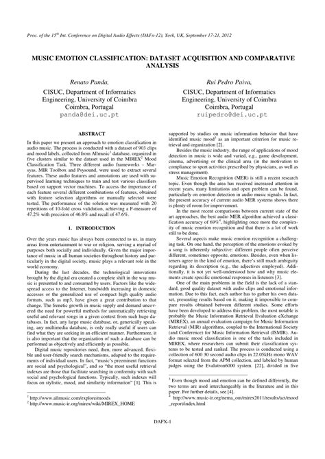 Pdf Music Emotion Classification Dataset Acquisition And Comparative Analysis