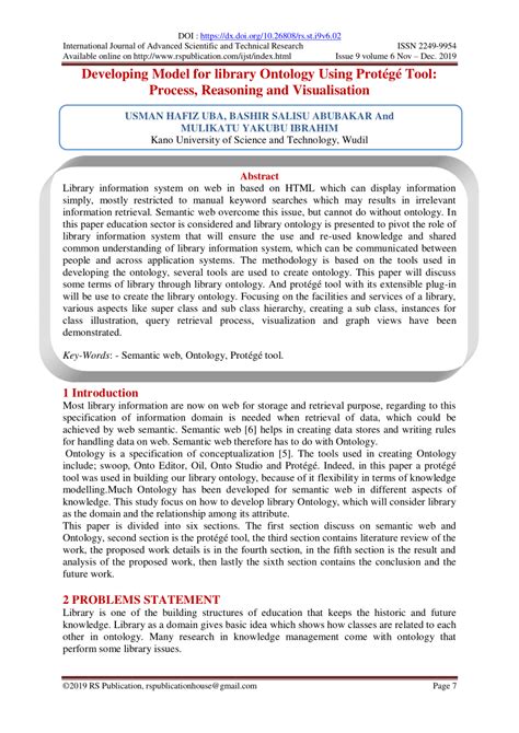 Pdf Developing Model For Library Ontology Using Protégé Tool Process Reasoning And Visualisation