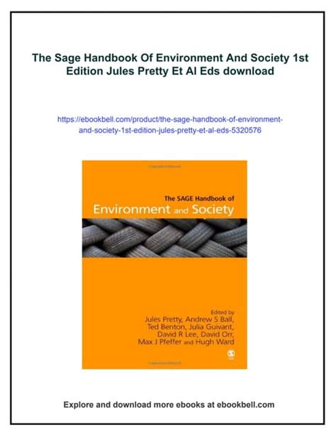 The Sage Handbook Of Environment And Society 1st Edition Jules Pretty