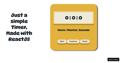 Simple Timer Using Reactjs Codesandbox