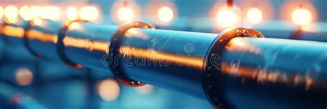 Pipeline System For Green Renewable Energy Production Pipes On Sunset