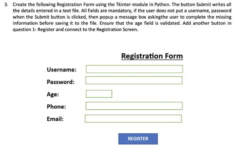 Solved 3 Create The Following Registration Form Using The