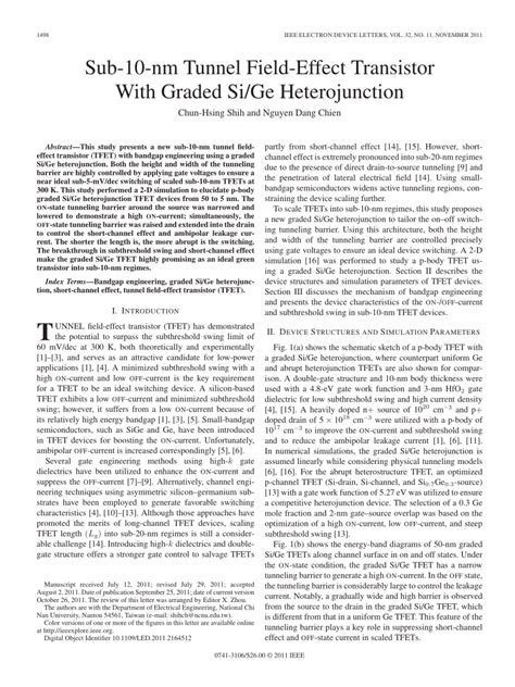 Pdf Sub10 Nm Tunnel Field Effect Transistor With Graded Sige Heterojunction