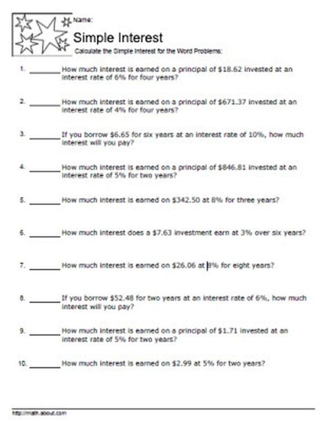 Practice Calculating Simple Interest With Free Worksheets Word