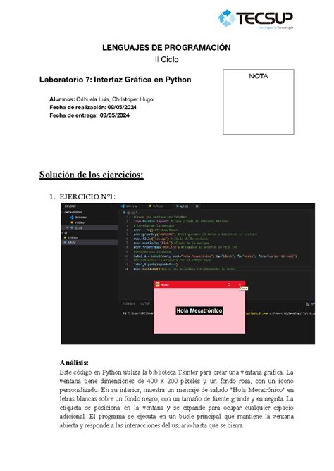 L7 Interfaz Grafica En Python Orihuela Lenguajes De ProgramaciÓn Ii Ciclo Laboratorio 7
