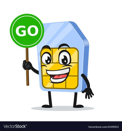 Sim Card Mascot Or Character Royalty Free Vector Image