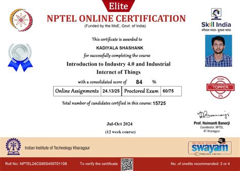 kadiyala shashank on linkedin industry4 0 iot nptel lifelonglearning achievement
