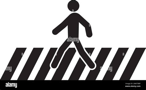 Human Road Crossing Icon On A White Background Pedestrian Icon Vector Symbol Illustration Stock