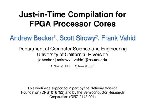 Ppt Just In Time Compilation For Fpga Processor Cores Powerpoint Presentation Id1706225