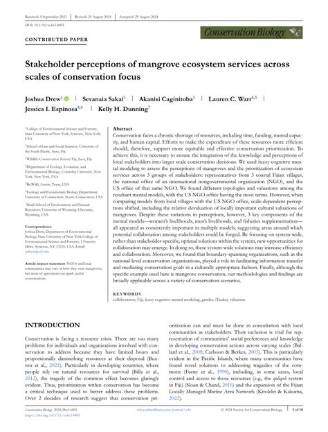 Stakeholder Perceptions Of Mangrove Ecosystem Services Across Scales Of