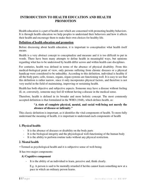 Unit 1 Introduction To Health Education And Health Promotion Download