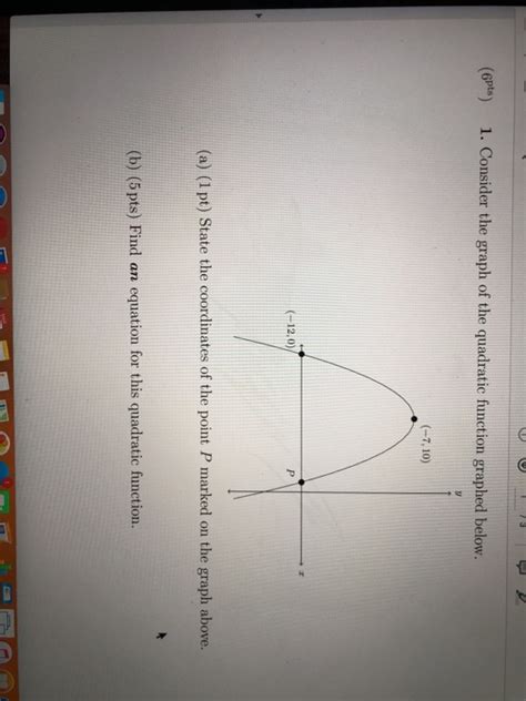 Solved 6pts 1 Consider The Graph Of The Quadratic