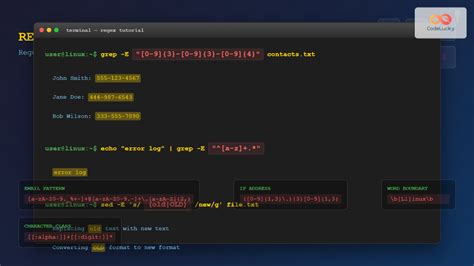 Regex In Linux Complete Guide To Regular Expressions And Pattern Matching Codelucky