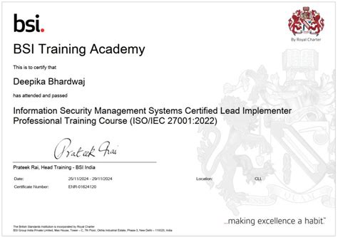 Informationsecuritymanagementsystems Iso27001 Leadimplementer Informationsecurity Deepika