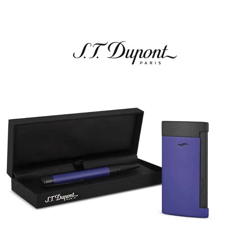 Lighter S T Dupont Slim 7 Ocean Blue Design And Matte Black Finish