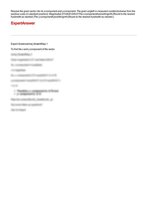 Solution Solution For Resolve The Given Vector Into Its X Component