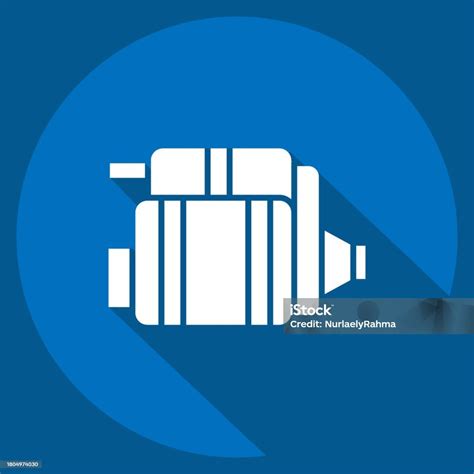 아이콘 스타터 자동차 자동차 부품 기호와 관련이 있습니다 긴 그림자 스타일 심플한 디자인 편집 가능 간단한 일러스트레이션 교통