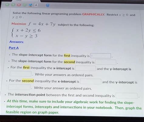 Solved Solve The Following Linear Programing Problem