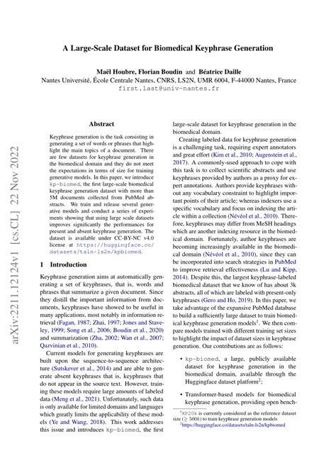 Pdf A Large Scale Dataset For Biomedical Keyphrase Generation