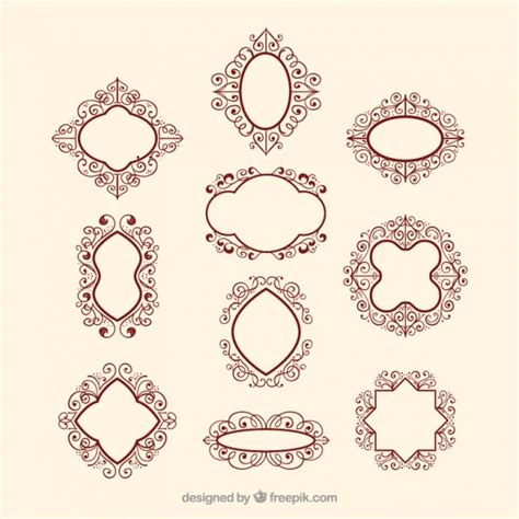 빅토리아 장식 배지 컬렉션 무료 벡터