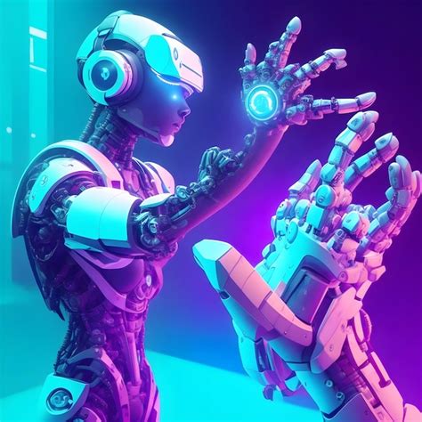 Premium Ai Image Metaverse Technology Hand Of Robot And Human Connected On Network Ai Generate