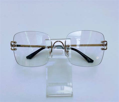Oversized Frameless Square Clear Lens Silver Frame Glasses Unisex